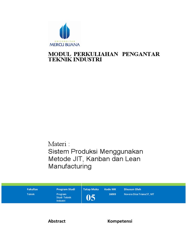 Modul Perkuliahan Pengantar Teknik Industri | PDF | Teknologi & Rekayasa