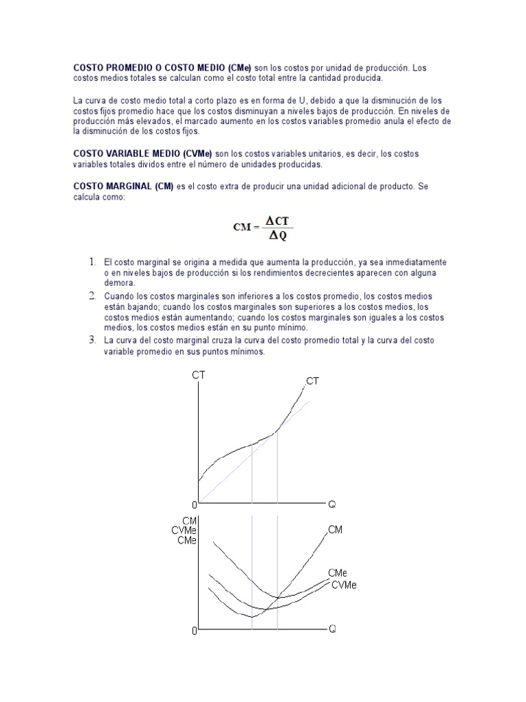 Costo Promedio o Costo Medio | PDF | Costo marginal | Economías de escala