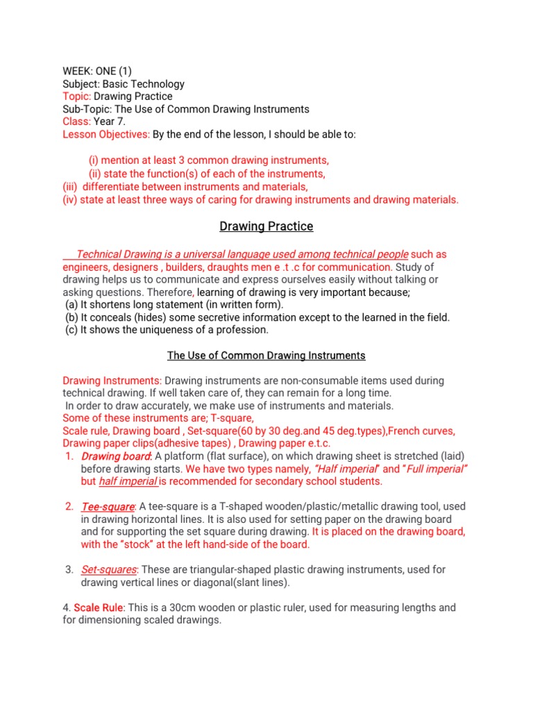 Basic Technology Year 7 Lesson Note For Week One | PDF | Graphite | Nature