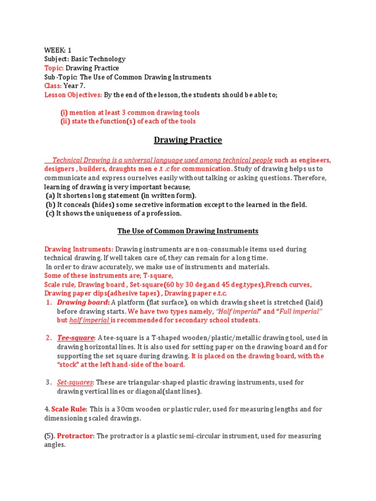 Basic Technology Year 7 Note For Week One | Download Free PDF | Pencil ...