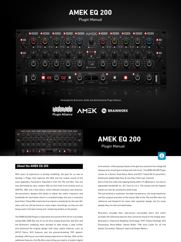 AMEK EQ 200 Manual | PDF | Equalization (Audio) | Audio Engineering