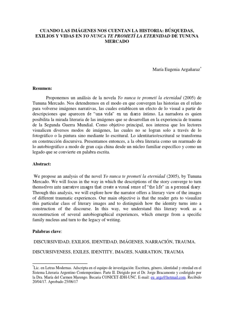 Imágenes Narrativas en Tununa Mercado | PDF | Narrativa | Memoria