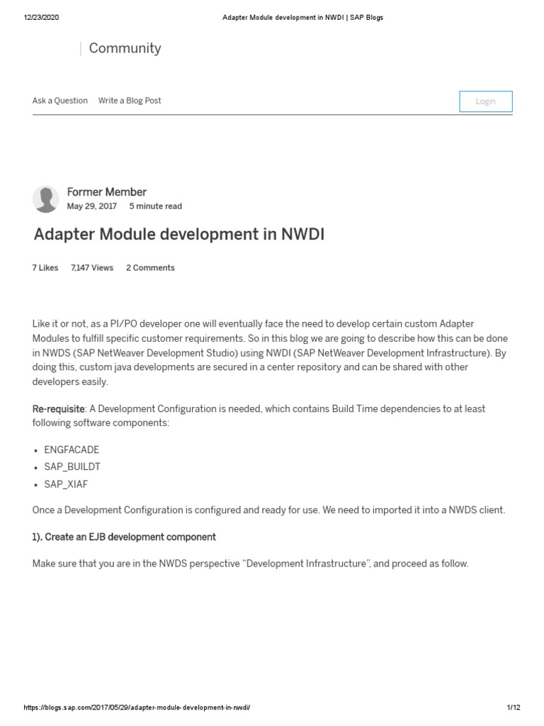 Adapter Module Development in NWDI - SAP Blogs | PDF | Computing ...