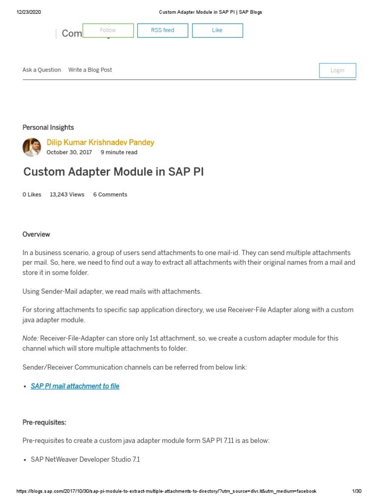 Custom Adapter Module In Sap Pi Sap Blogs Pdf Computing Platforms Information Technology