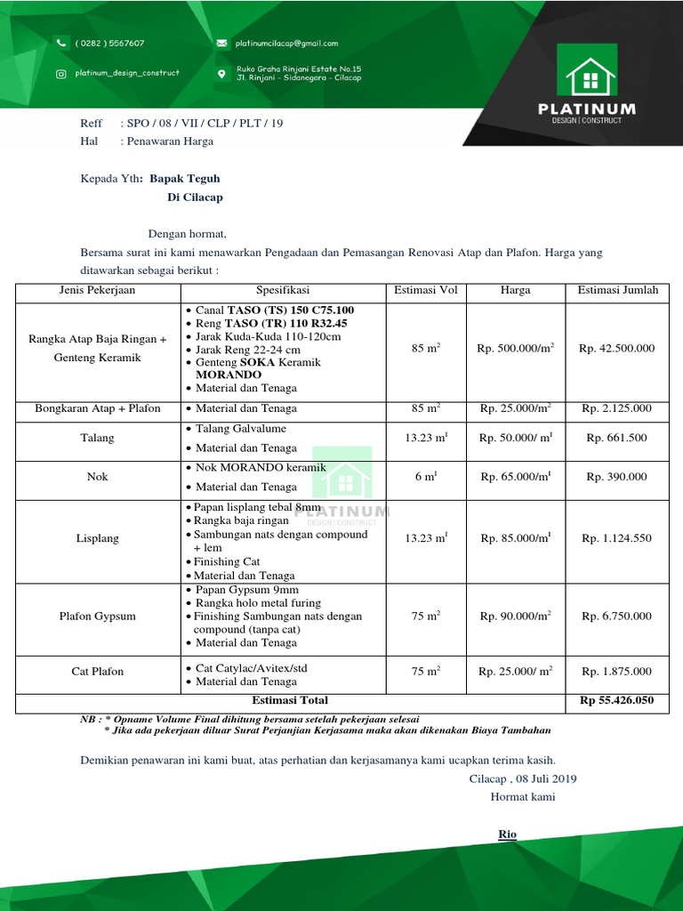 Penawaran Rab Renov Bapak Teguh | PDF