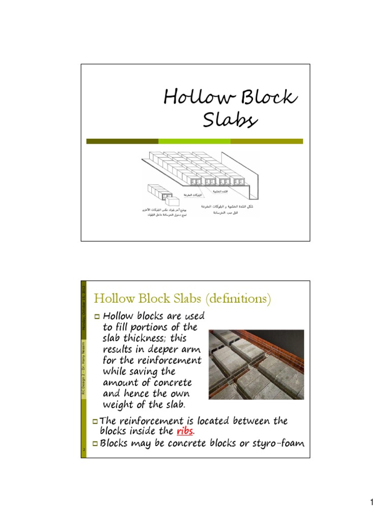 Hollow Block Slab Design Guide | PDF | Bending | Classical Mechanics