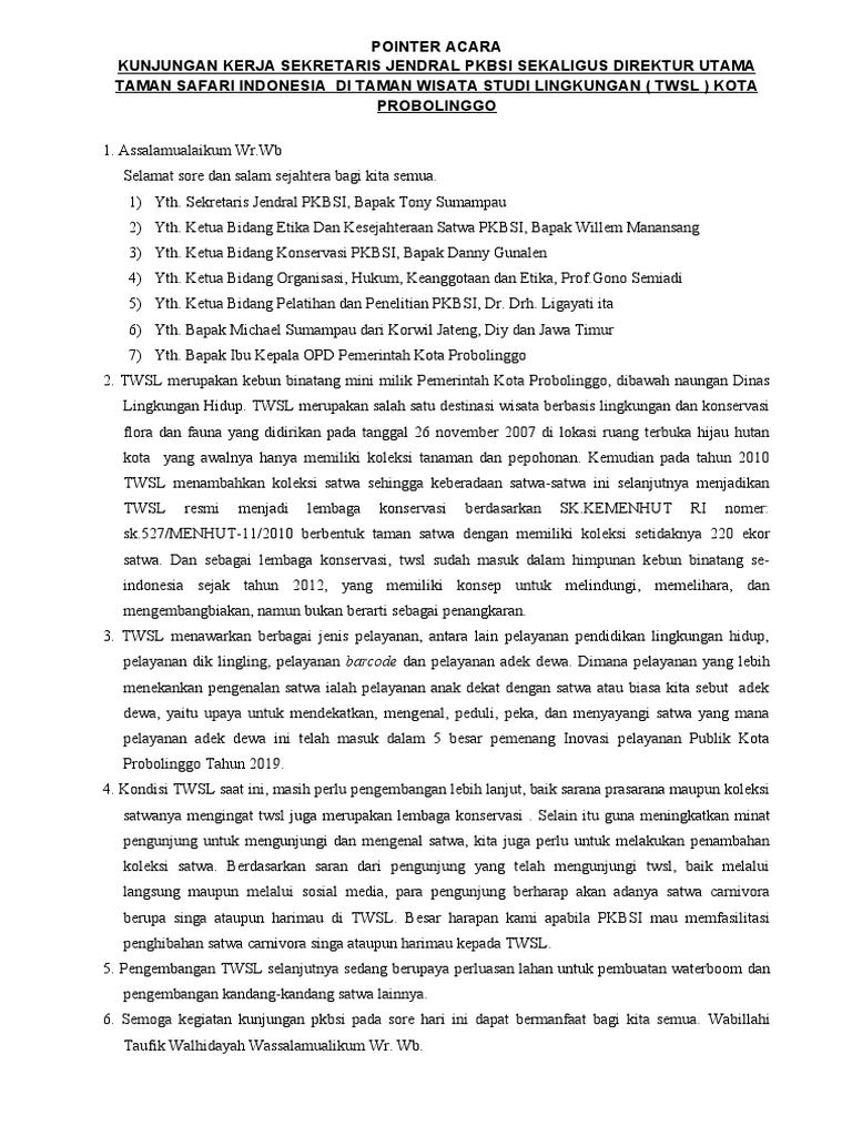 Kunjungan Kerja ke TWSL Probolinggo | PDF | Sains & Matematika