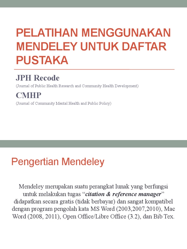 Pelatihan Menggunakan Mendeley | PDF