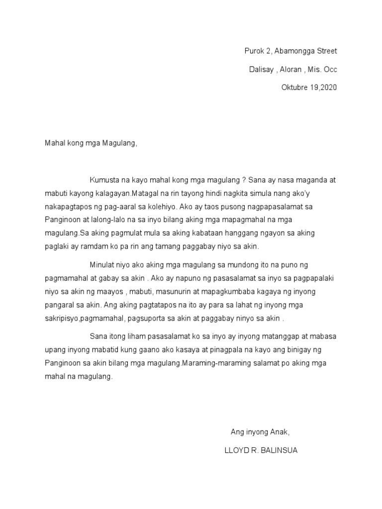 Liham Pasasalamat | PDF