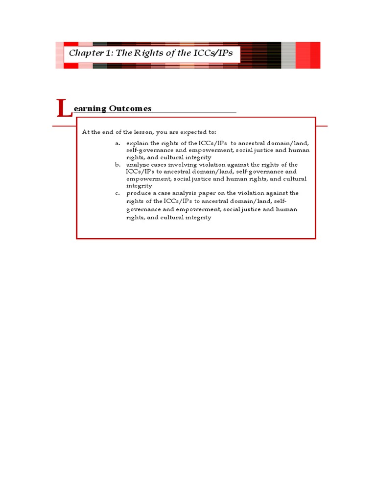 Chapter 1: The Rights of The Iccs/Ips: Earning Outcomes | PDF ...