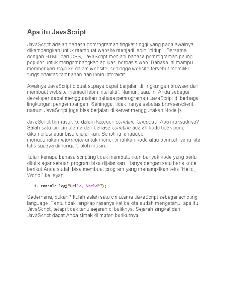 Apa Itu JAVA SCRIPT | PDF