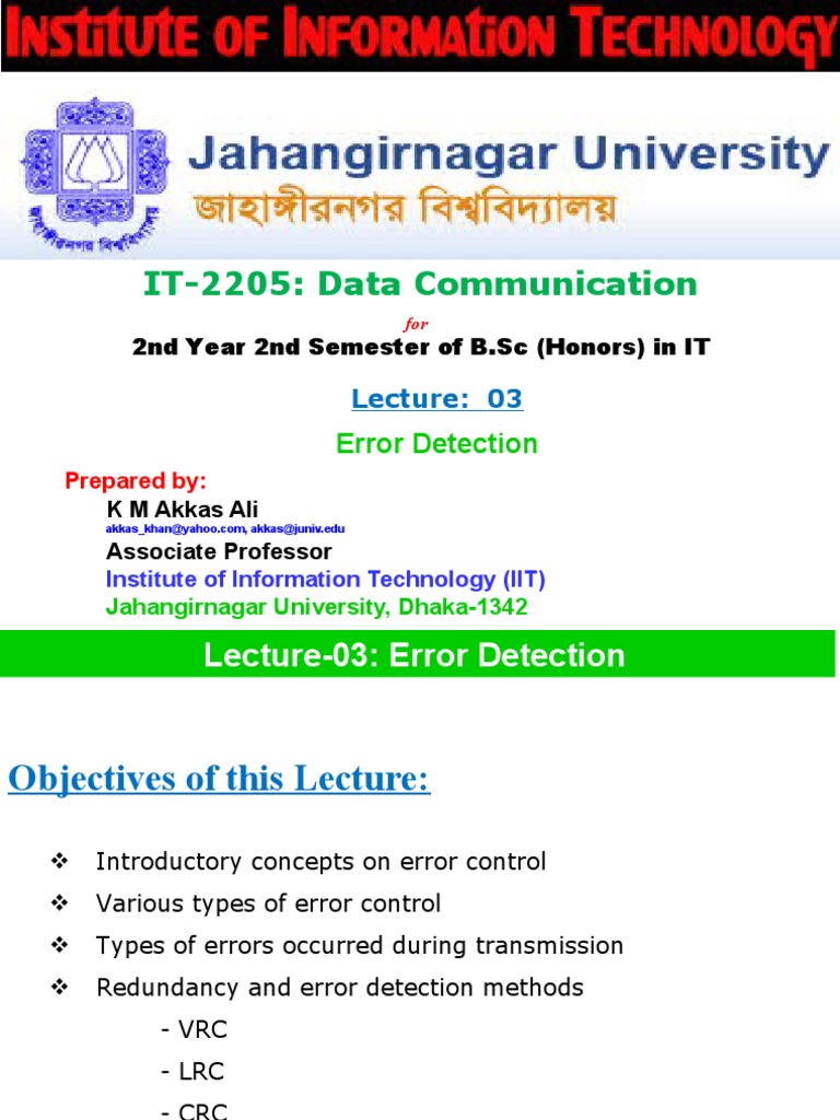 VRC Error Detection in Data Communication | PDF | Error Detection And ...