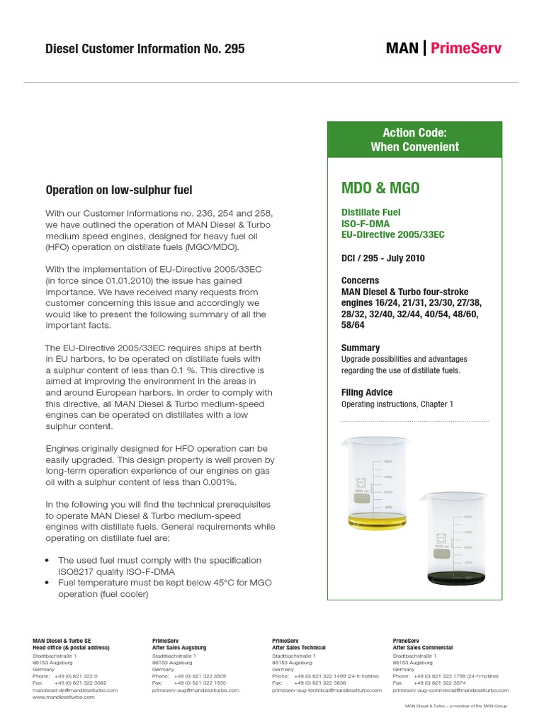 Mdo & Mgo: Diesel Customer Information No. 295 | PDF | Fuel Oil ...