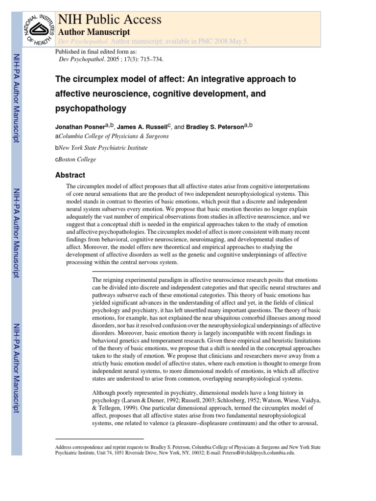 Circumplex Model of Affect Explained | PDF | Affect (Psychology) | Emotions