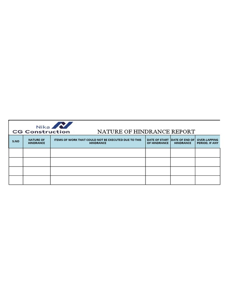 Hindrance Report Format for Construction | PDF | Business | Finance ...