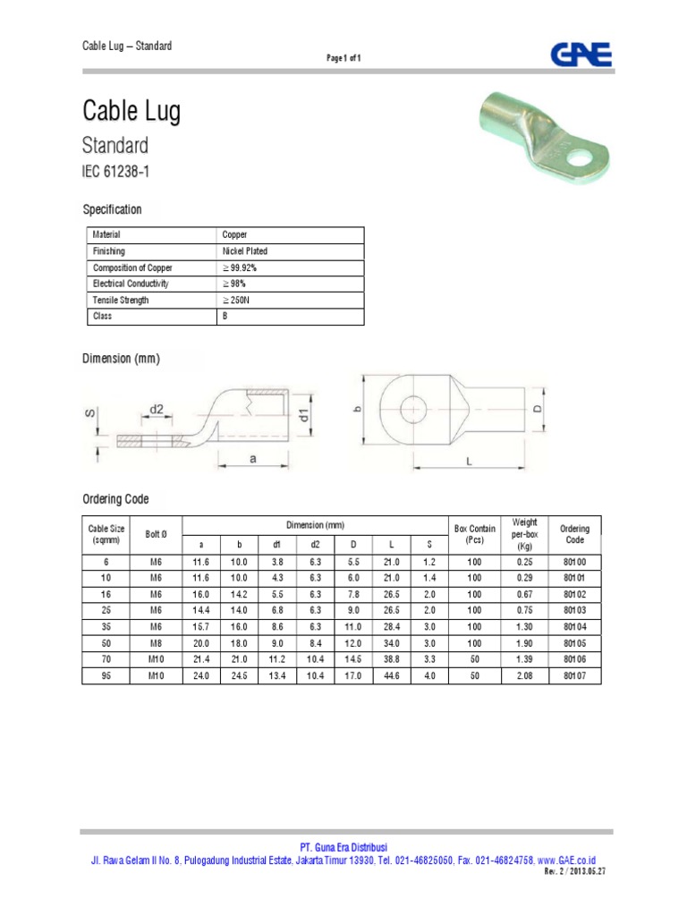 Cable Lug Standard Type Brochure68 | PDF