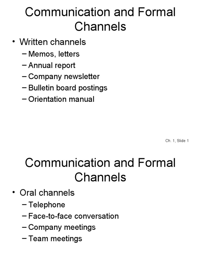 Communication and Formal Channels | PDF | Reading Comprehension | Speed ...