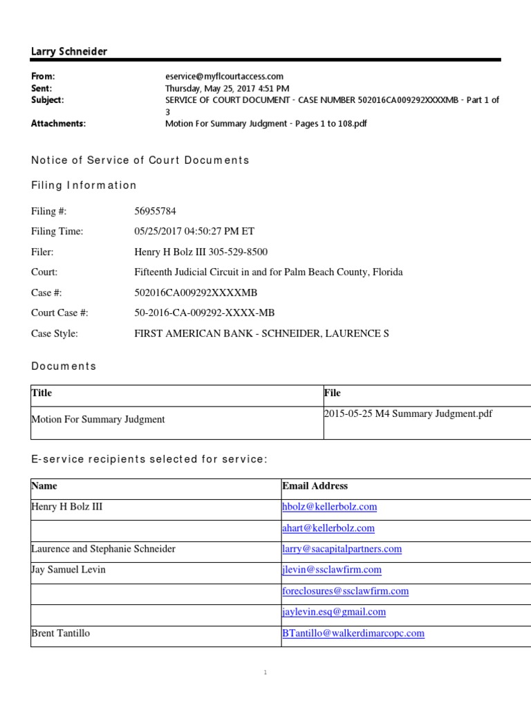 2017-05!25!4.51 PM, Eservice-Mot Summary Judgement, 1 of 3 Pp. 1-108 ...