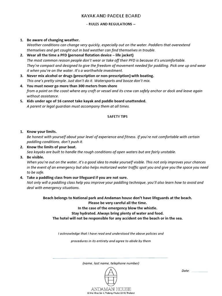 Rules and Regulations, Watersport | PDF | Kayak | Water Sports