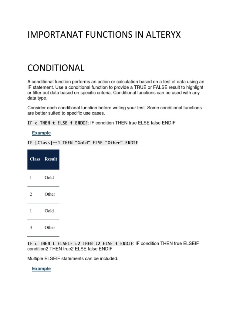 Imp Functions in Alteryx | PDF | Regular Expression | Boolean Data Type