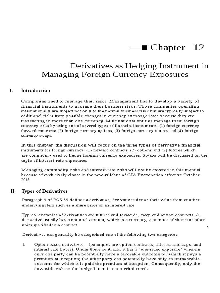 Derivatives As Hedging Instrument in Managing Foreign Currency ...