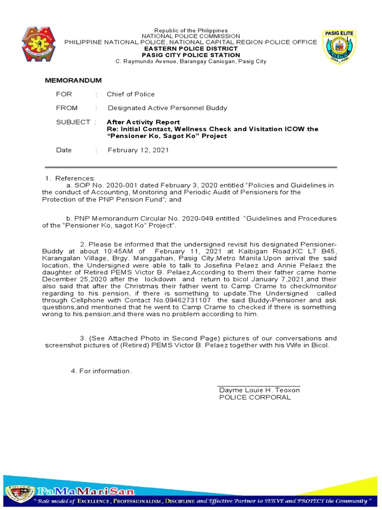 Memorandum: Philippine National Police, National Capital Region Police ...