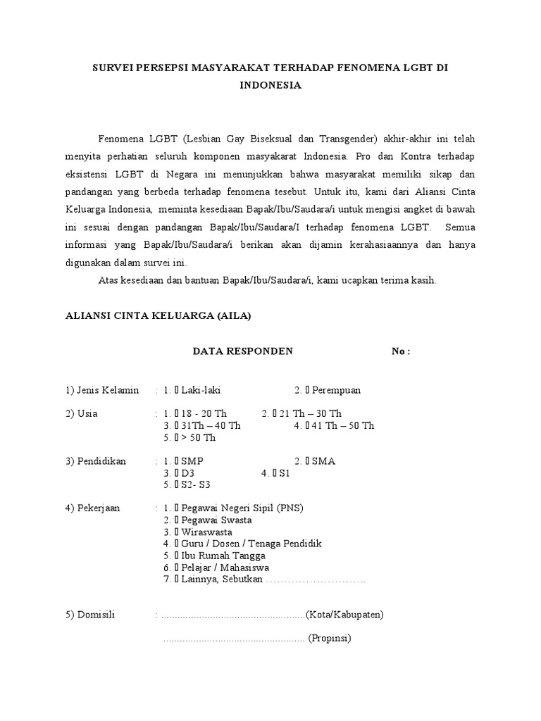 Angket Survei Aila | PDF