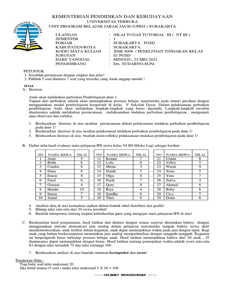 SOAL TT 3 PTK 2021 | PDF