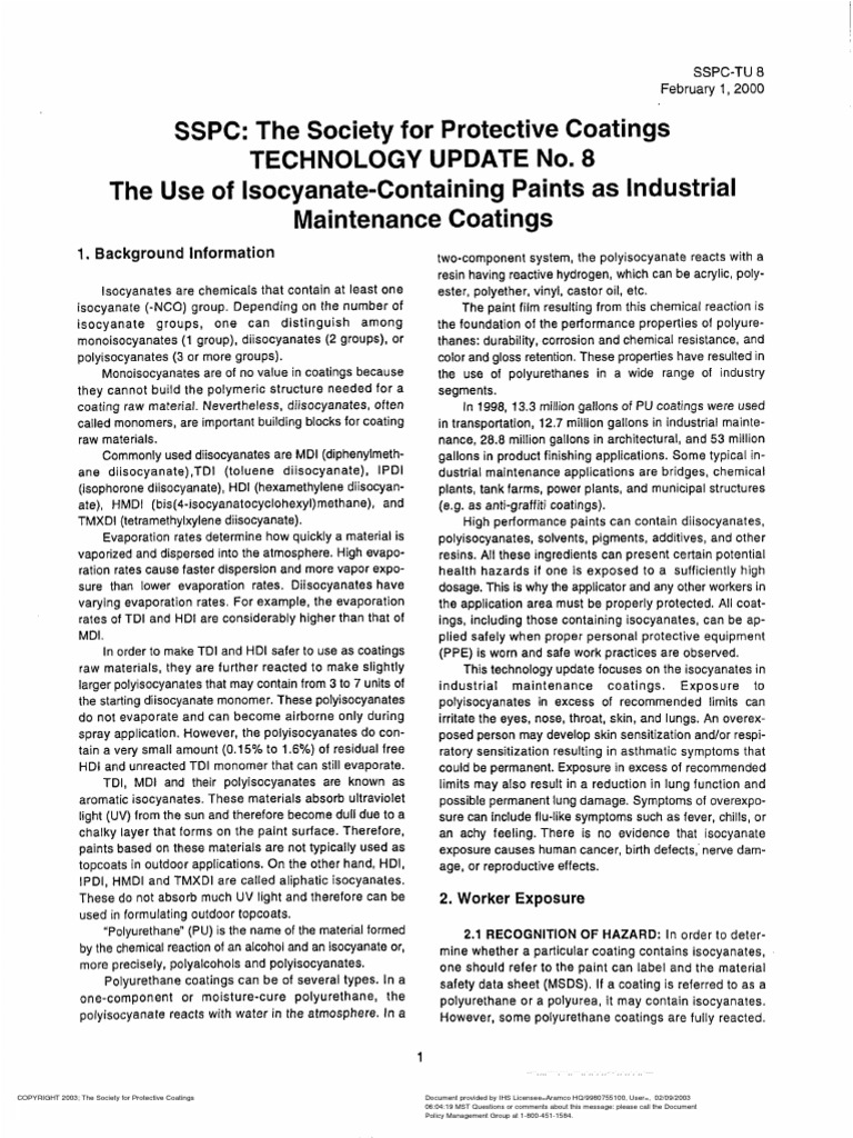 SSPC Tu 8 | PDF | Safety | Chemistry