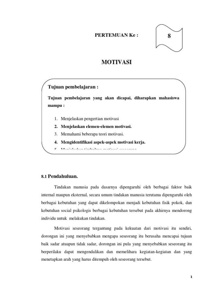 Pertemuan Ke - 8 - Motivasi | PDF