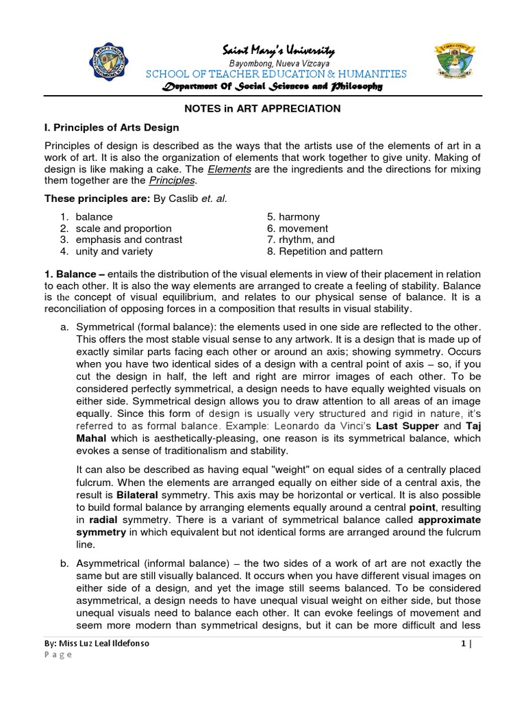Art Appreciation Design Principles | PDF | Oil Painting | Visual Arts