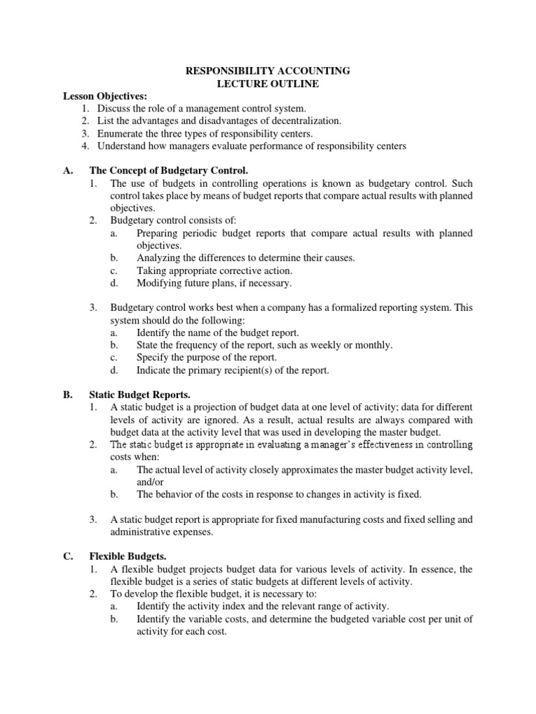 Understanding Responsibility Accounting | PDF | Return On Investment ...