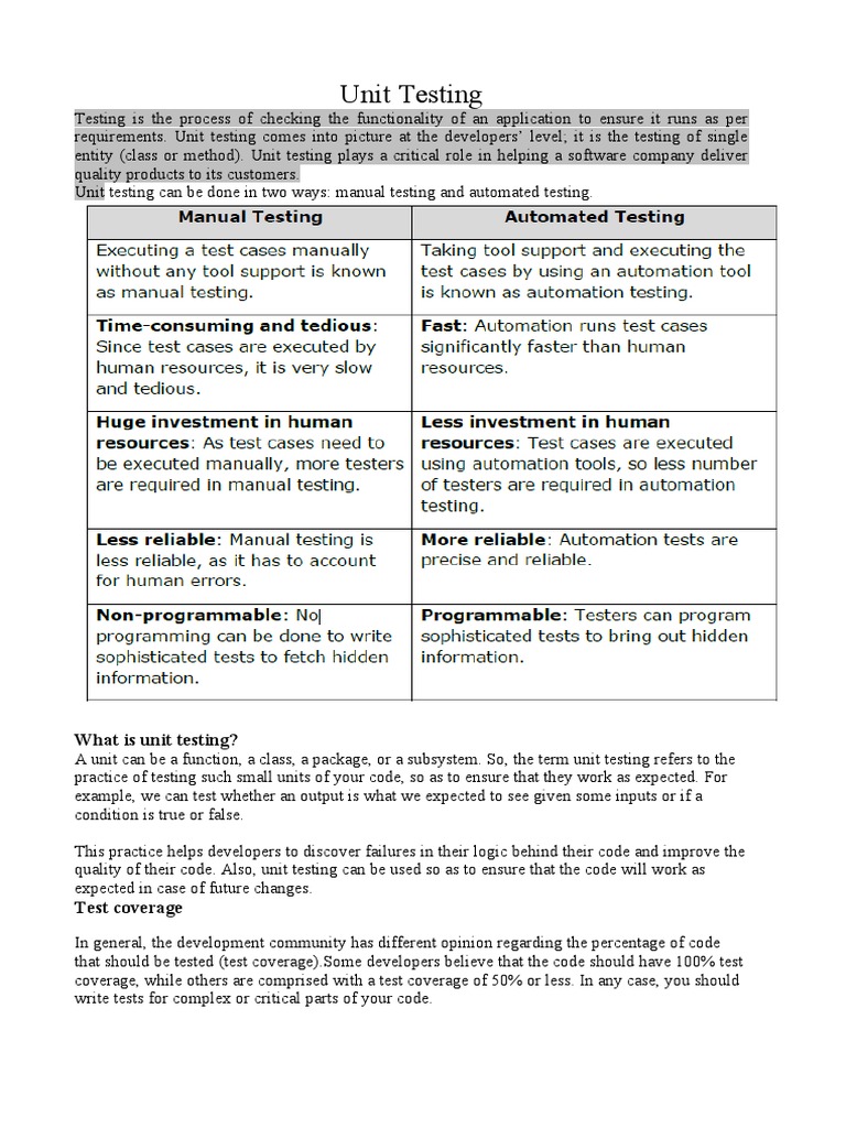 Unit Testing | PDF | Software Testing | Unit Testing