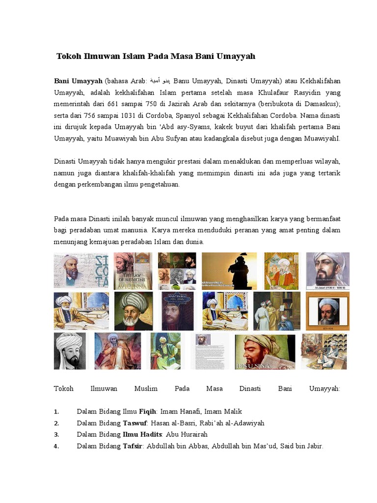 Tokoh Ilmuwan Islam Pada Masa Bani Umayyah | PDF | Sejarah | Agama ...