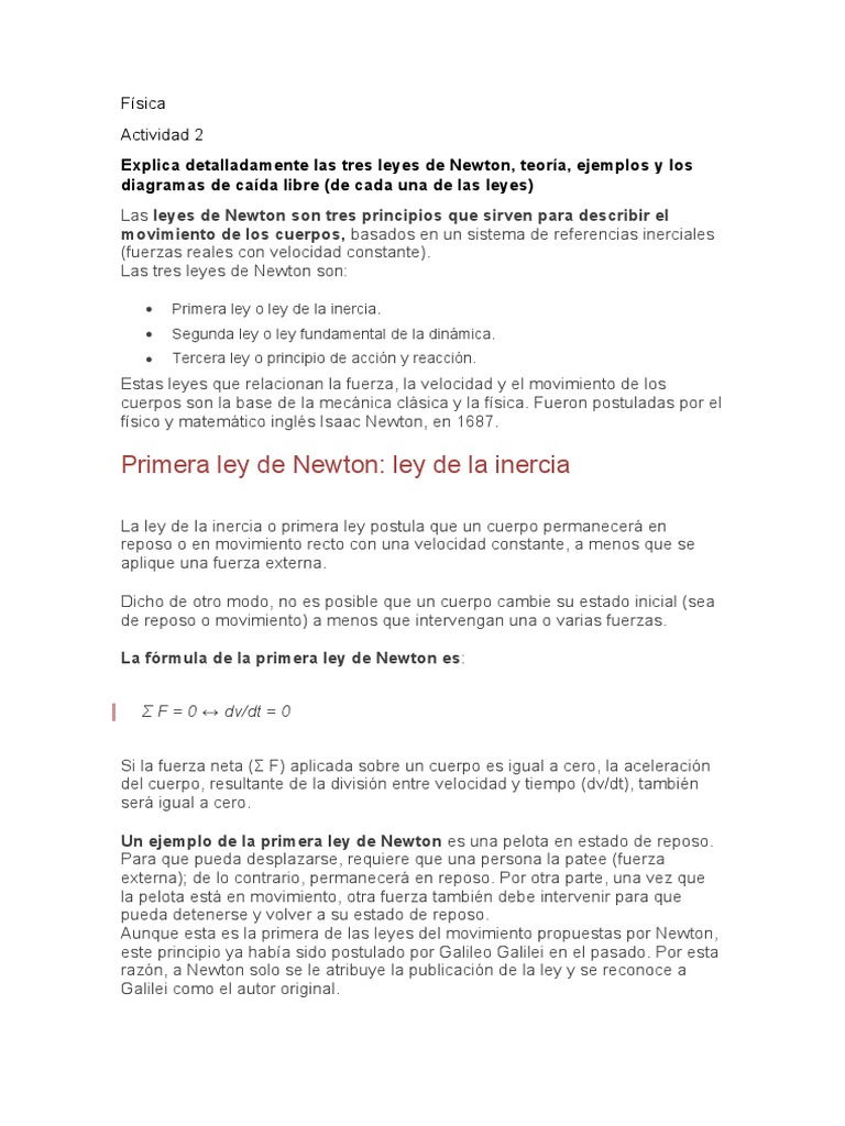 Las tres leyes de Newton: explicación detallada de la teoría, ejemplos ...