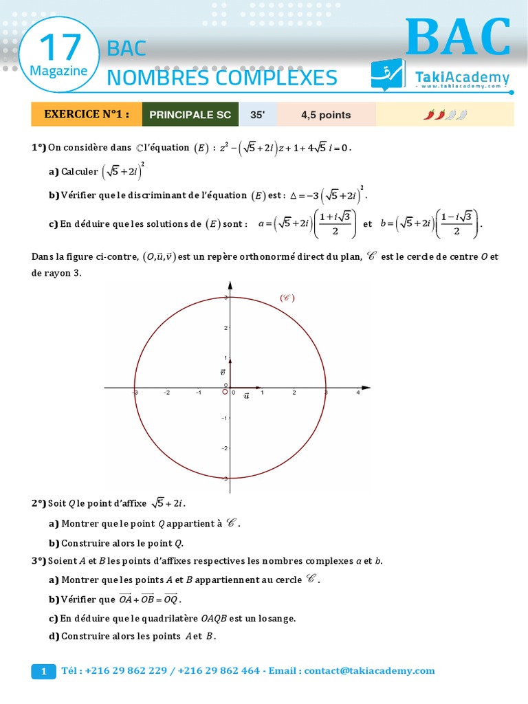 BAC 2017 (Nombres Complexes) | PDF | Nombre complexe | Concepts ...