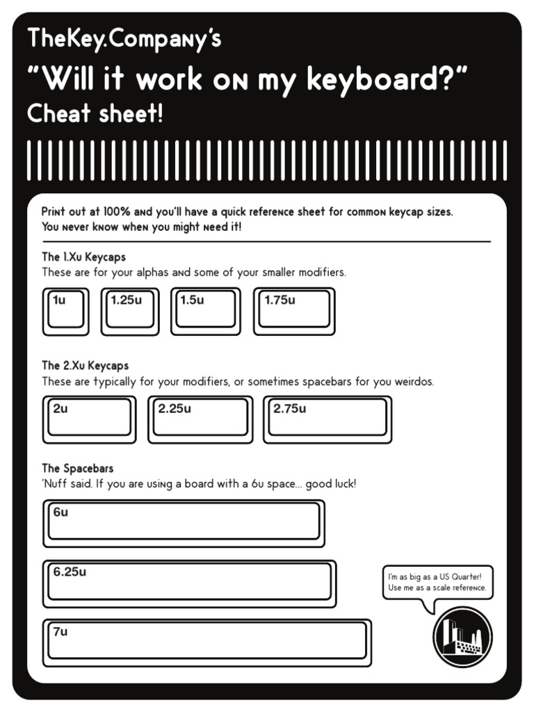 TKC Mechanical-Keyboard Keycap-Size Cheat Sheet | PDF