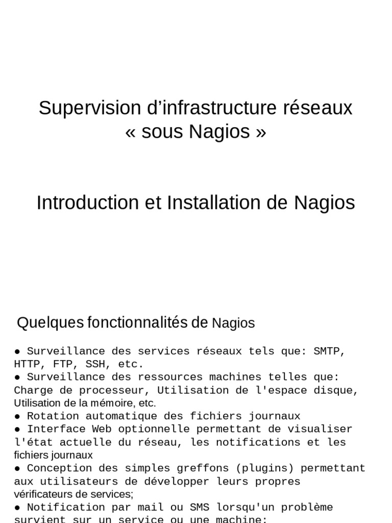 Cours Nagios 3 - Installation Et Premiere Configuration de Nagios | PDF | Plugin (Informatique ...
