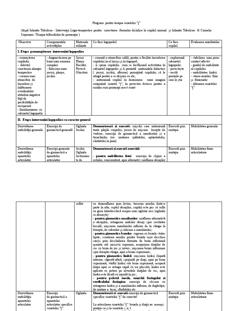 Program Pentru Terapia Sunetului T | PDF