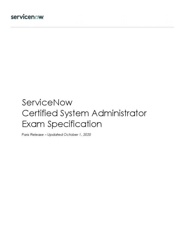Servicenow Certified System Administrator Exam Specification | PDF ...