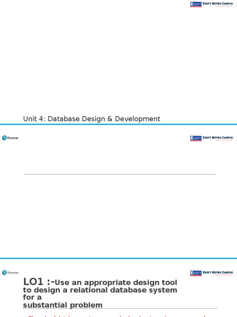 Unit 4: Database Design & Development | PDF | Relational Database | Databases