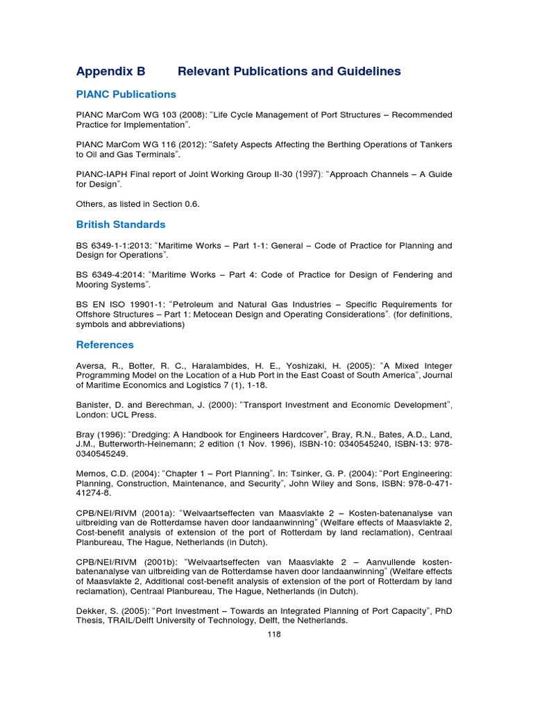 Appendix B Relevant Publications and Guidelines | PDF | Waterway And ...