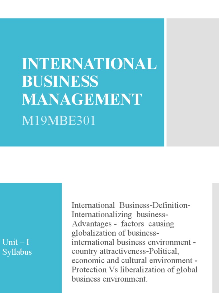 IBM - Unit - I | PDF | Globalization | Foreign Direct Investment