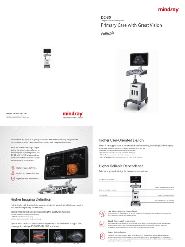Brochure DC-30 Full HD | PDF | Medical Imaging | Ultrasound