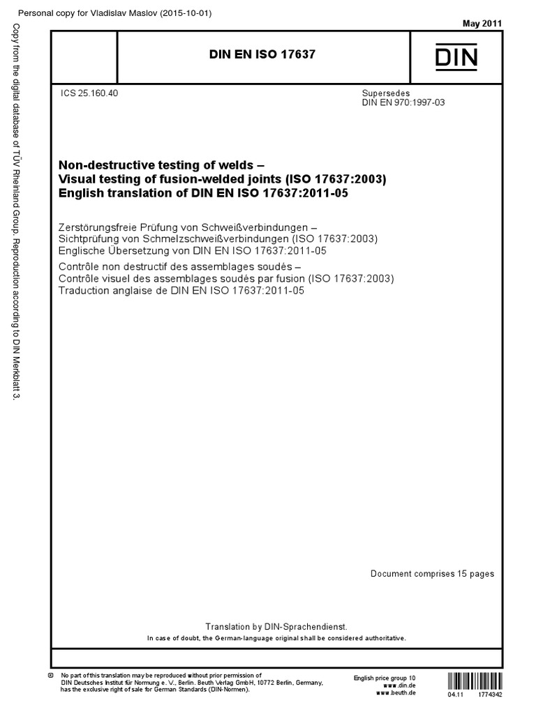 Iso 17637 VT | PDF | Welding | Construction