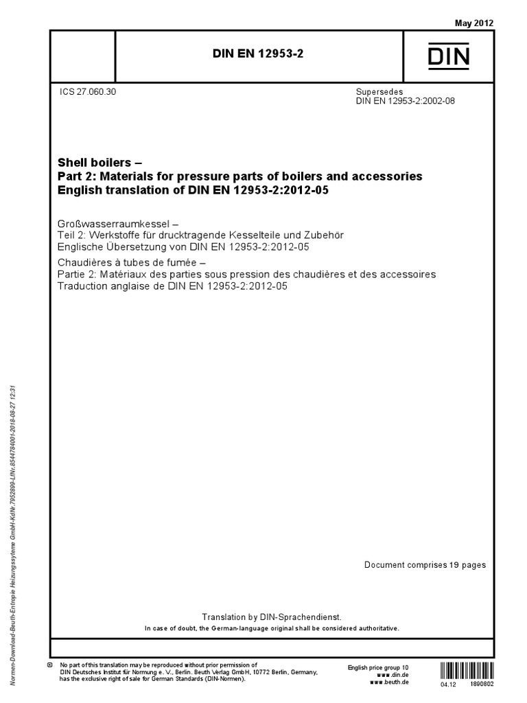 Din en 12953-2 - 2012-05 | PDF | Pipe (Fluid Conveyance) | Steel