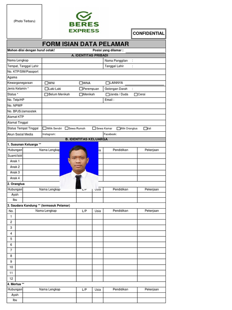 Markup Form Aplikasi Pelamar Beres Express | PDF