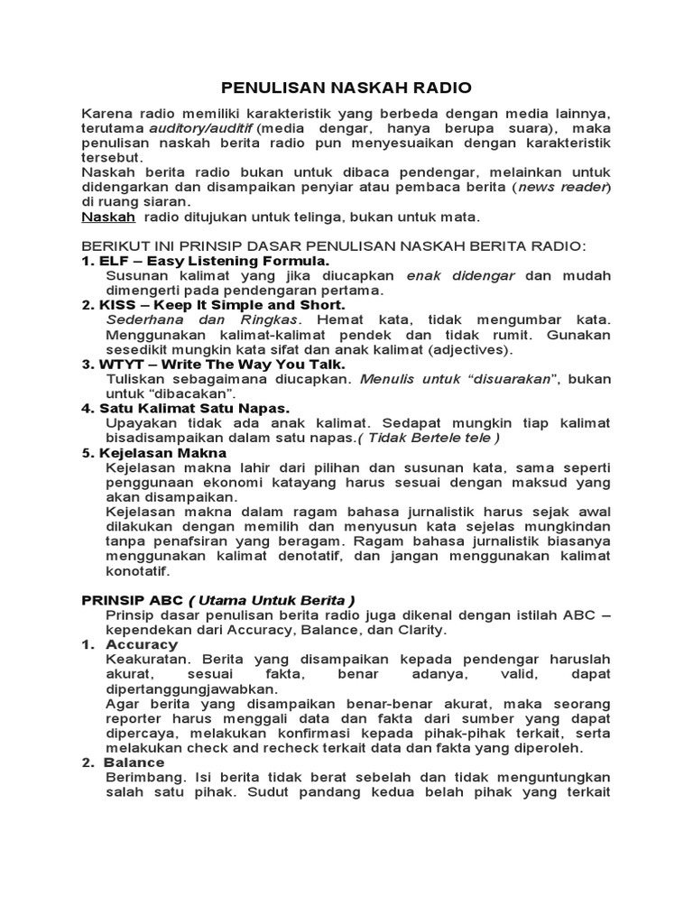 Penulisan Naskah Radio | PDF