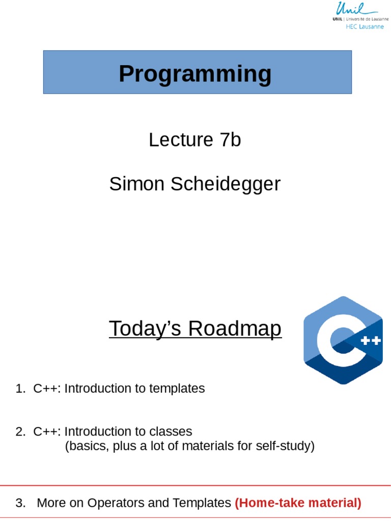 Lecture 7b | PDF | Class (Computer Programming) | C++