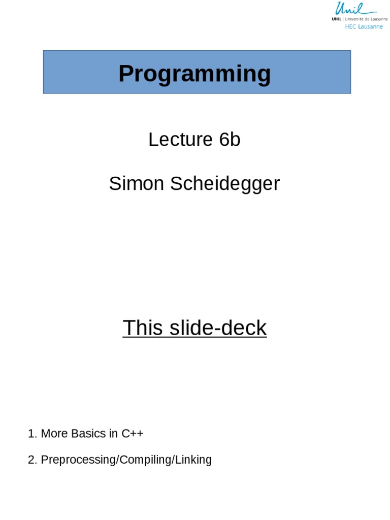 Lecture 6b Cpp More Basics Pdf Pointer Computer Programming 3010